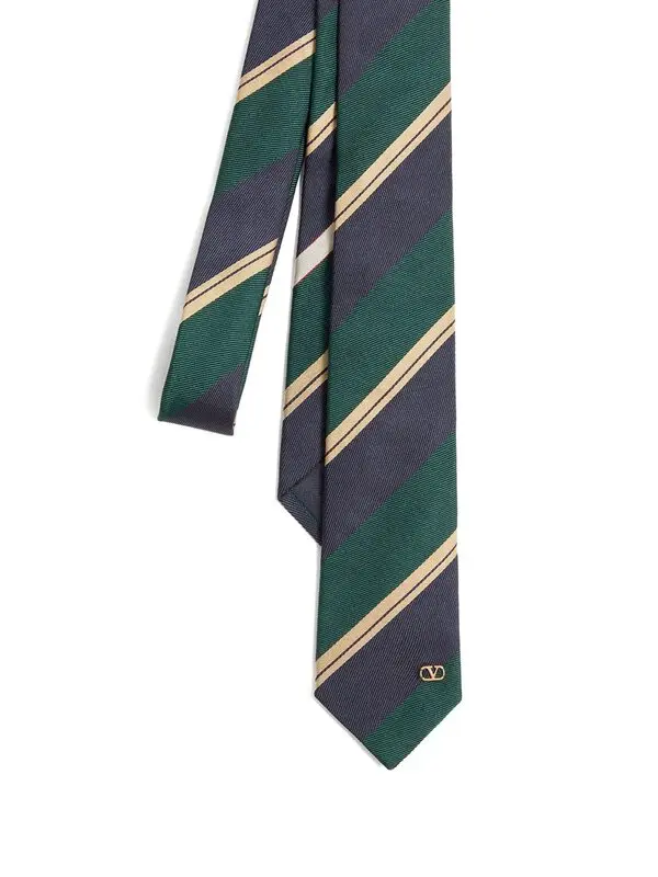 Valentino Garavani Jacquard Silk Regimental Tie - Green