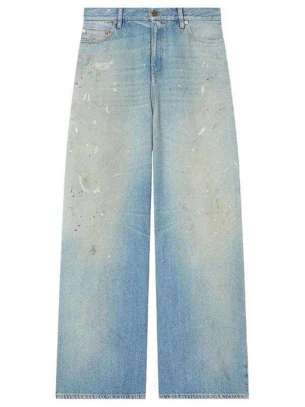GOLDEN GOOSE Light Denim Jeans With Embroidered Golden Logo - Blue