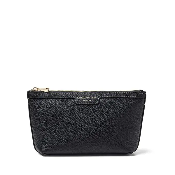 ASPINAL OF LONDON Hudson Small Pouch In Milled Pebble - Black