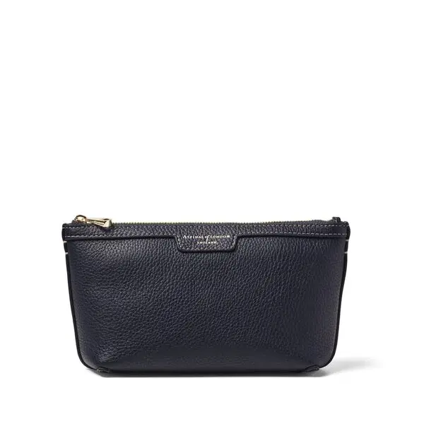 ASPINAL OF LONDON Hudson Small Pouch In Milled Pebble - Navy