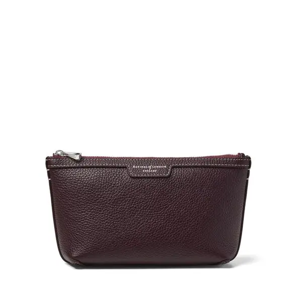 ASPINAL OF LONDON Hudson Small Pouch In Milled Pebble - Red