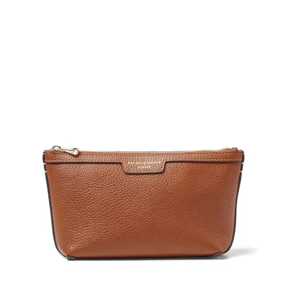 ASPINAL OF LONDON Hudson Small Pouch In Milled Pebble - Tan