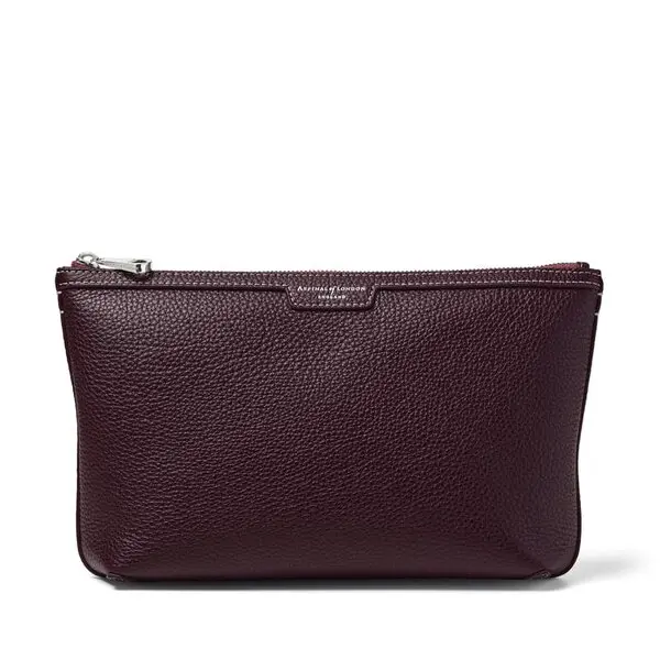 ASPINAL OF LONDON Hudson Large Pouch In Wine Milled Pebble - Red