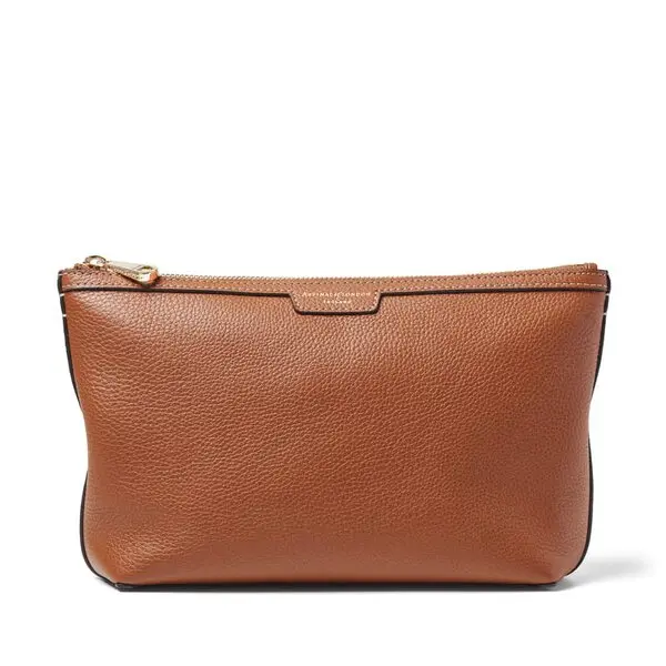 ASPINAL OF LONDON Hudson Large Pouch In Wine Milled Pebble - Tan