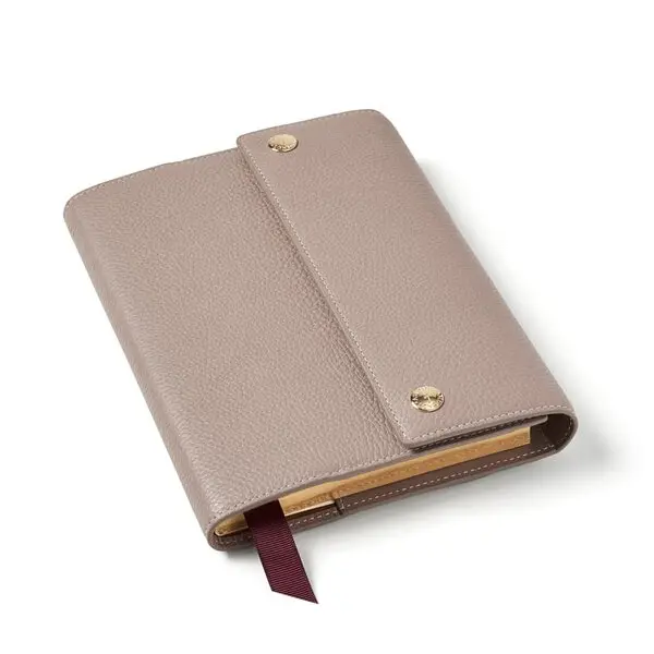 ASPINAL OF LONDON A5 Hudson Deluxe Refillable Journal In Milled Pebble - Neutral