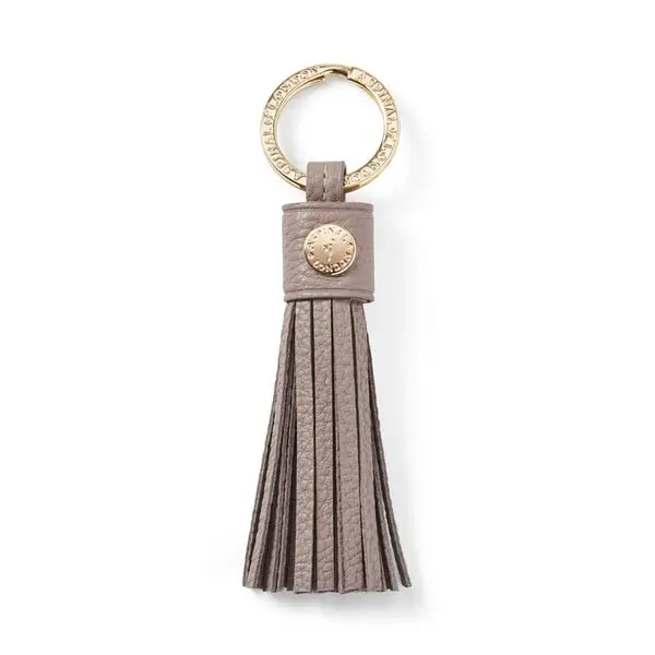 ASPINAL OF LONDON Hudson Tassel Keyring In Milled Pebble - Neutral