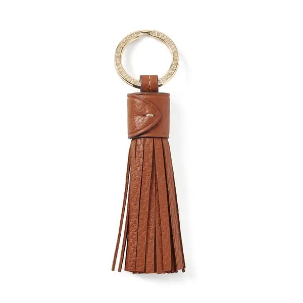 ASPINAL OF LONDON Hudson Tassel Keyring In Moleskin Milled Pebble - Tan