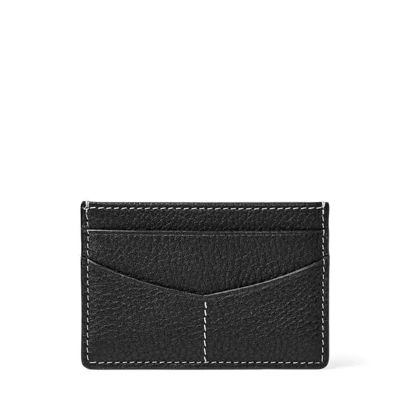 ASPINAL OF LONDON Hudson Slim Credit Card Holder In Milled Pebble - Black