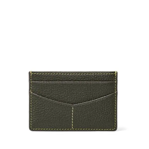 ASPINAL OF LONDON Hudson Slim Credit Card Holder In Milled Pebble - Green