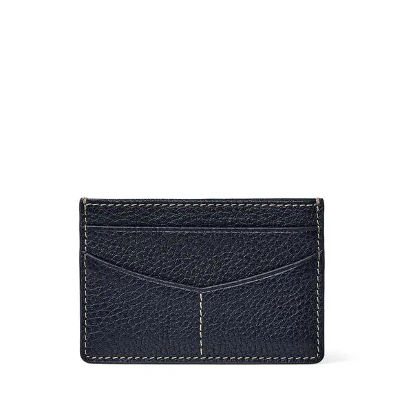 ASPINAL OF LONDON Hudson Slim Cit Card Holder In Wine Milled Pebble - Navy