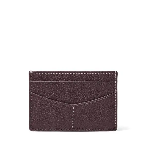 ASPINAL OF LONDON Hudson Slim Credit Card Holder In Milled Pebble - Red