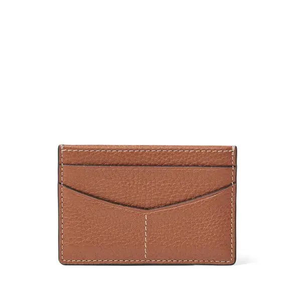 ASPINAL OF LONDON Hudson Slim Credit Card Holder In Milled Pebble - Tan