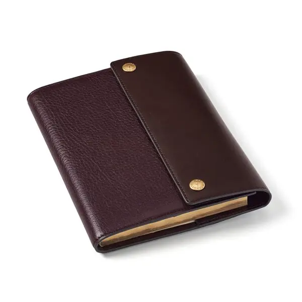 ASPINAL OF LONDON Heritage A5 Deluxe Refillable Journal In Conker Pebble - Brown