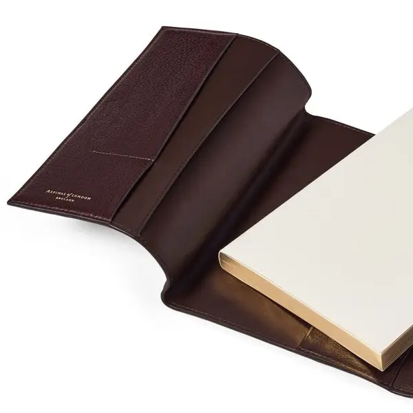 ASPINAL OF LONDON Heritage A5 Deluxe Refillable Journal In Conker Pebble