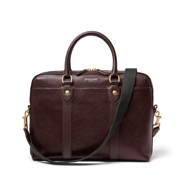 ASPINAL OF LONDON Heritage Briefcase In Conker Pebble
