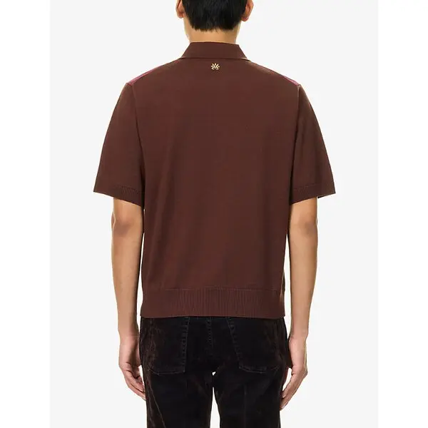 Amiri Embroidered Panelled Wool-blend Knit Shirt