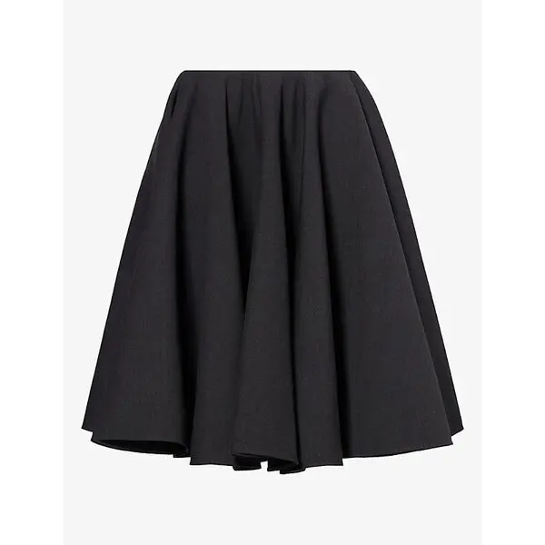AMI Paris Peplum Wool Midi Skirt - Gris Carbone