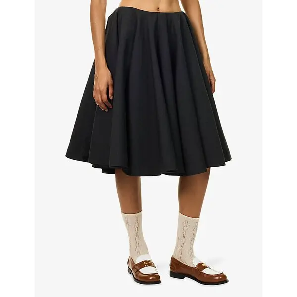 AMI Paris Peplum Wool Midi Skirt