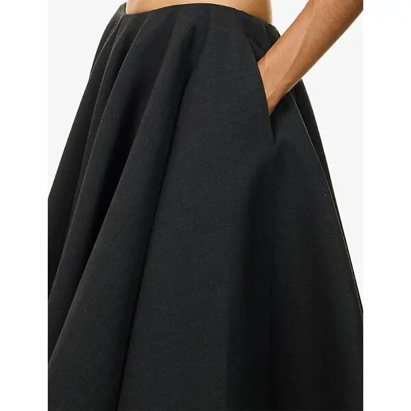 AMI Paris Peplum Wool Midi Skirt