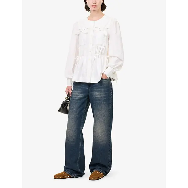 DAMSON MADDER Lettie Bow Detail Cotton Poplin Blouse