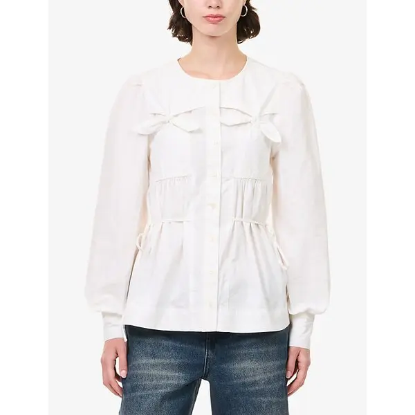 DAMSON MADDER Lettie Bow Detail Cotton Poplin Blouse