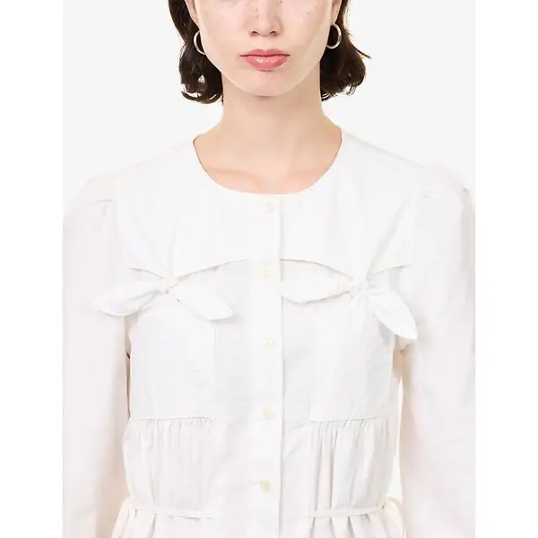 DAMSON MADDER Lettie Bow Detail Cotton Poplin Blouse