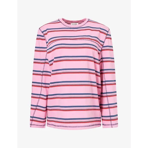 DAMSON MADDER Samara Striped Boxy Cotton Top - Pink
