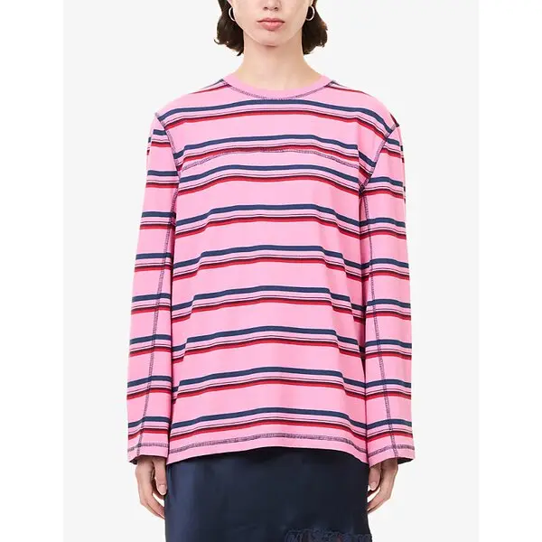 DAMSON MADDER Samara Striped Boxy Cotton Top