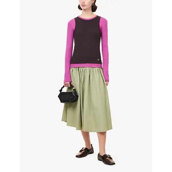 DAMSON MADDER Manon Layered 2 In 1 Cotton And Modal-blend Top