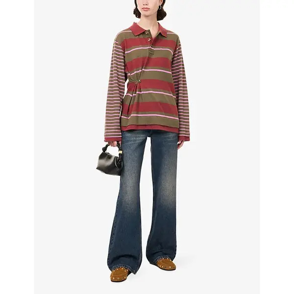 DAMSON MADDER Noah Cinched Striped Rugby Cotton Top