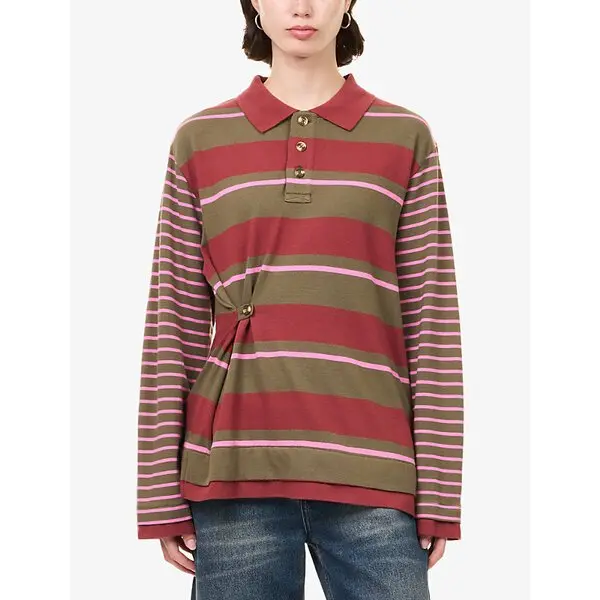 DAMSON MADDER Noah Cinched Striped Rugby Cotton Top