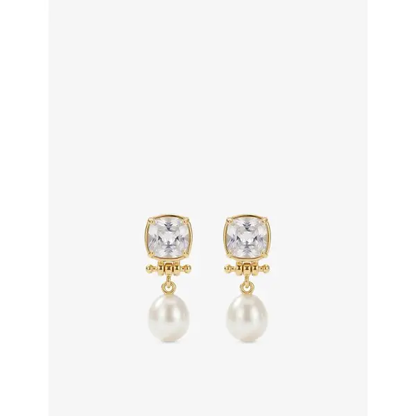 LA MAISON COUTURE With Love Darling Aurora 14ct -plated 925 Sterling-silver, Cubic Zirconia And Pearl Earrings - Gold
