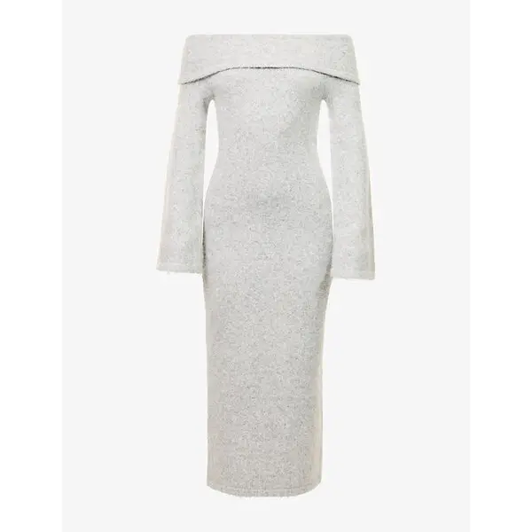 4TH & RECKLESS Sable Off-shoulder Knitted Maxi Dress