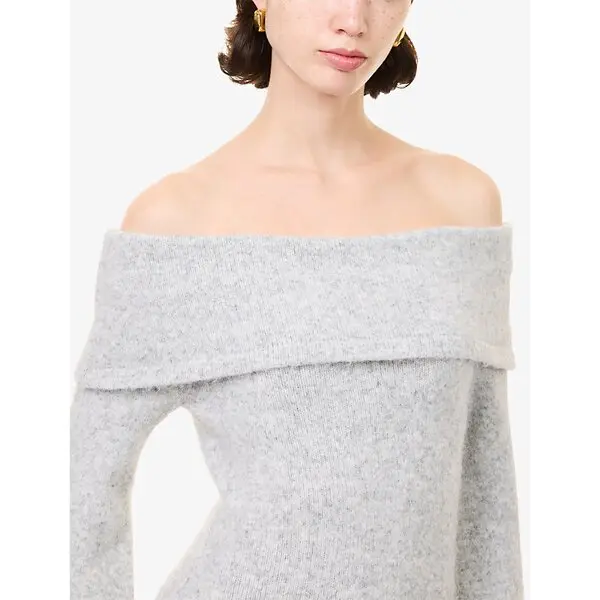 4TH & RECKLESS Sable Off-shoulder Knitted Maxi Dress