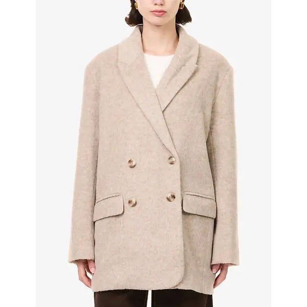 4TH & RECKLESS Floriana Oversized Double-breasted Woven Blazer