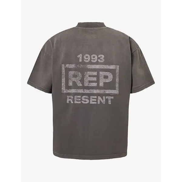 REPRESENT Resent Logo-print Cotton T-shirt - Ash