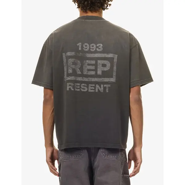 REPRESENT Resent Logo-print Cotton T-shirt - Ash