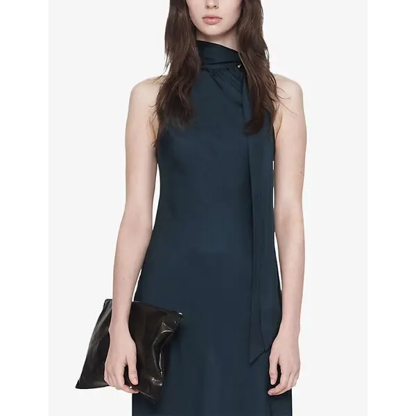 ALLSAINTS Beril High-neck Silk-blend Maxi Dress