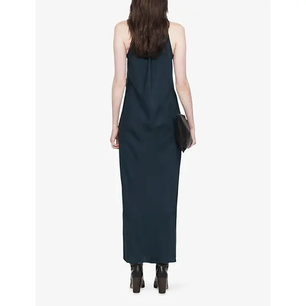 ALLSAINTS Beril High-neck Silk-blend Maxi Dress