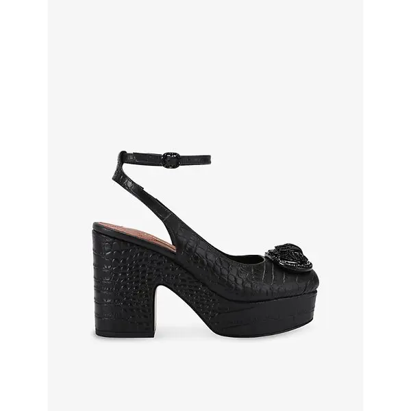 Kurt Geiger Chelsea Platform Sling-back Leather Heels - Black