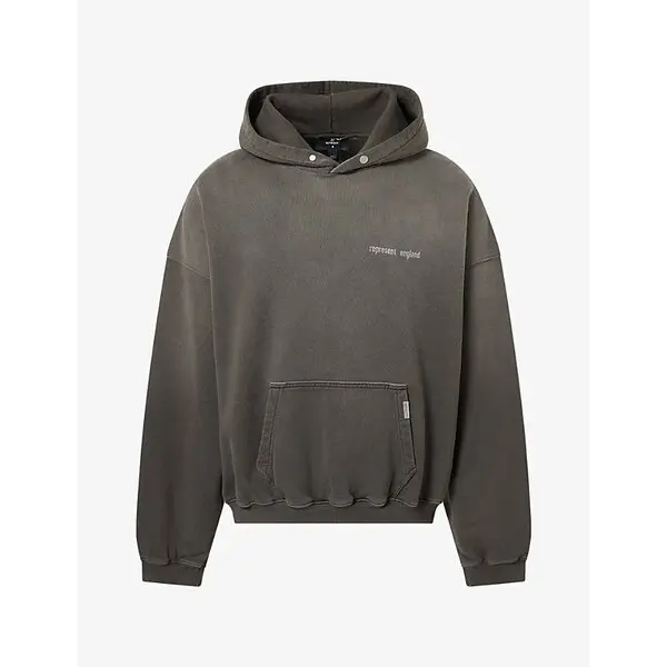REPRESENT Brand-print Relaxed-fit Cotton Hoody