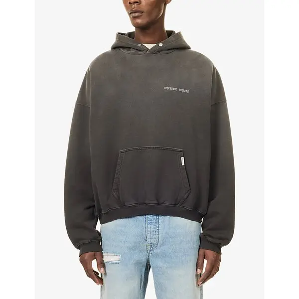 REPRESENT Brand-print Relaxed-fit Cotton Hoody
