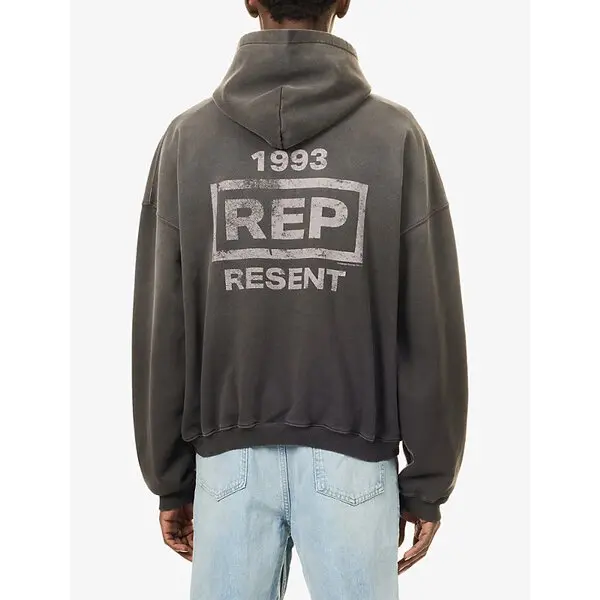 REPRESENT Brand-print Relaxed-fit Cotton Hoody