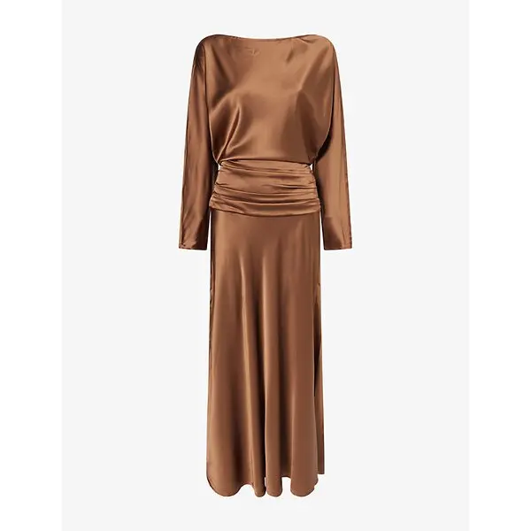 Staud Freda Long-sleeve Silk Maxi Dress