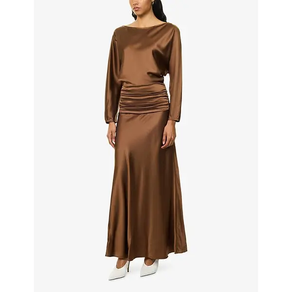 Staud Freda Long-sleeve Silk Maxi Dress