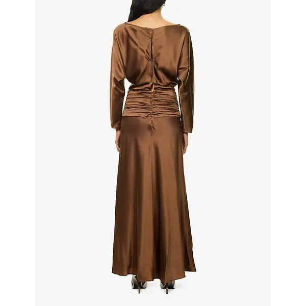 Staud Freda Long-sleeve Silk Maxi Dress