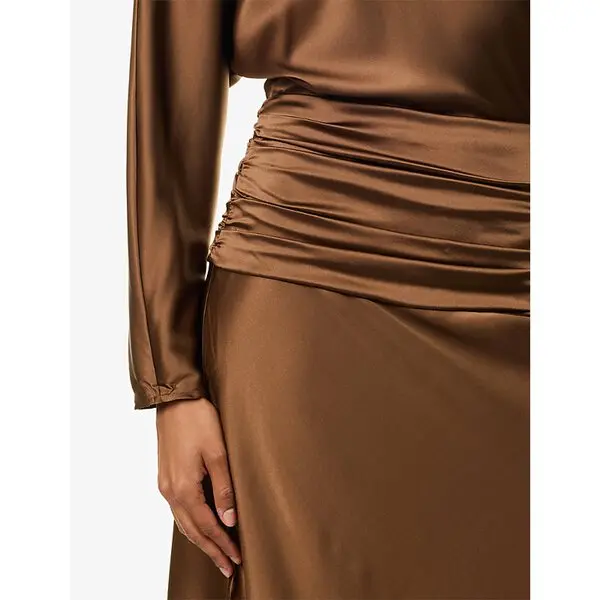 Staud Freda Long-sleeve Silk Maxi Dress