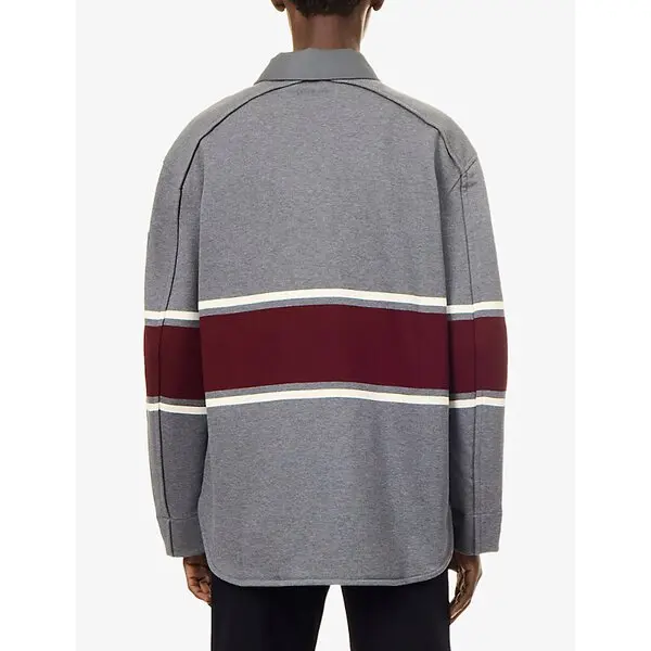 Bottega Veneta Single Stripe Cotton Fleece Polo Shirt