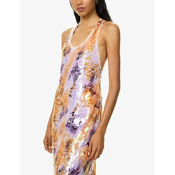 Staud Juanita Racerback Sequin Maxi Dress