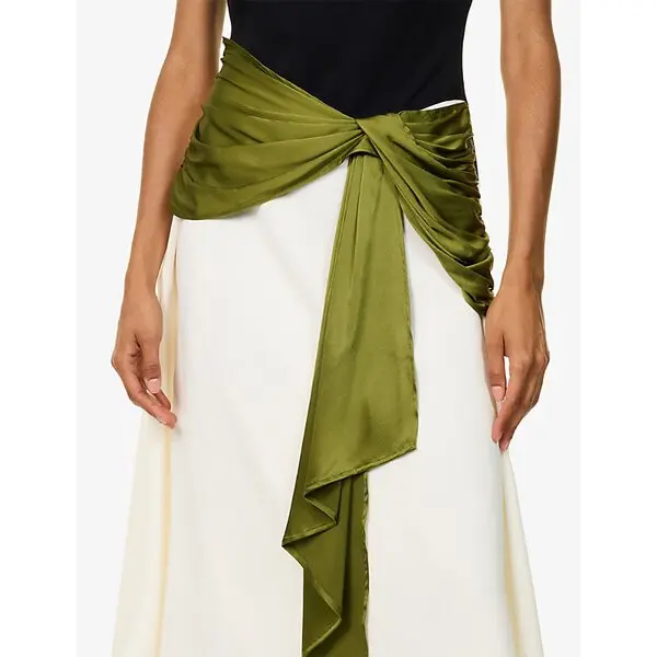 Staud Davina Asymmetric Woven Midi Dress